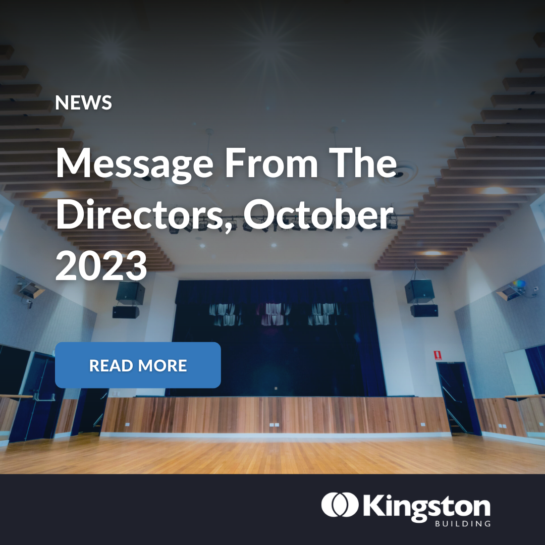 Message From The Directors, October 2023 | Kingston Building